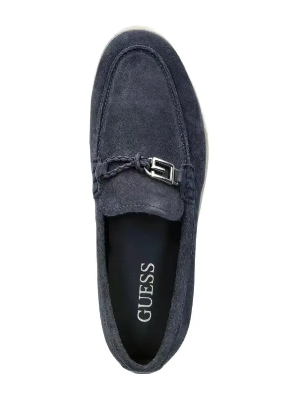 Guess Logo Plaque Suede Loafers - Blue