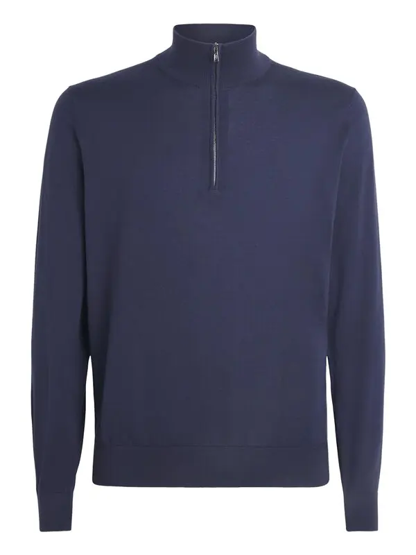FIORONI CASHMERE Sea Island Cotton-cashmere Quarter-zip Sweater - Navy