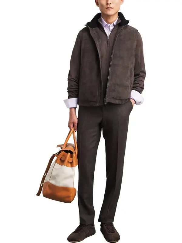 FIORONI CASHMERE Sea Island Cotton-cashmere Quarter-zip Sweater - Brown