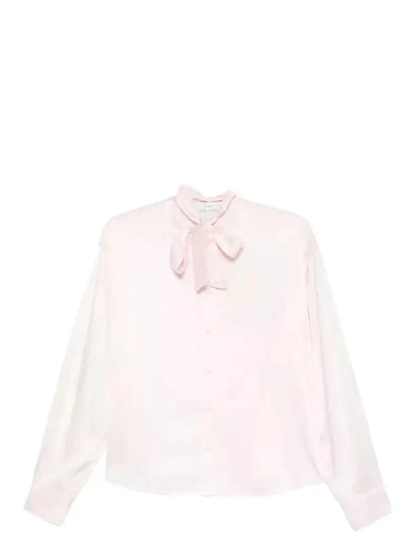 FORTE_FORTE Silk Satin Pussy-bow Shirt - Pink