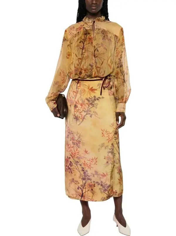 FORTE_FORTE Floral Print Ruffled Blouse - Neutrals