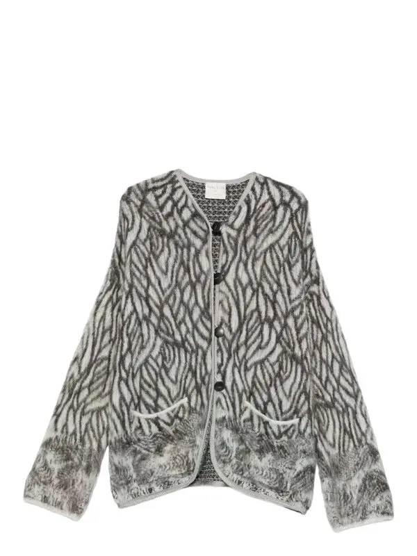 FORTE_FORTE Abstract-pattern Brushed-finish Cardigan - Grey