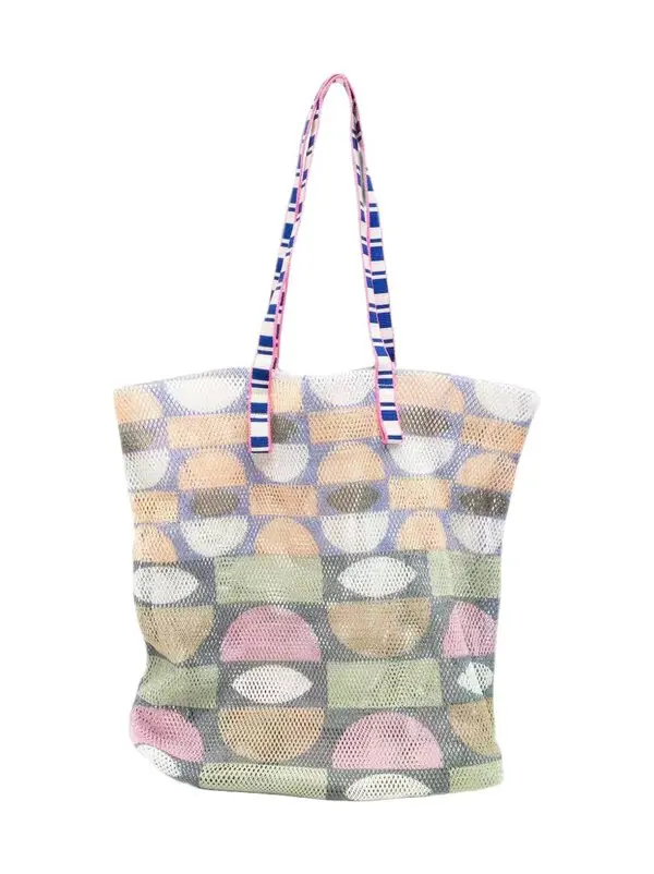ÉPICE Kanpur Geometric Print Mesh Tote Bag - Grey