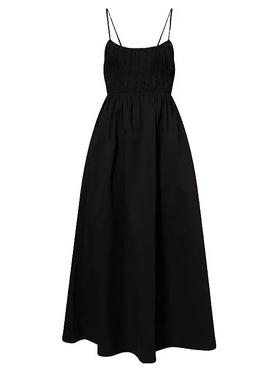 Dissh Zahara Ruched Cotton Midi Dress - Black