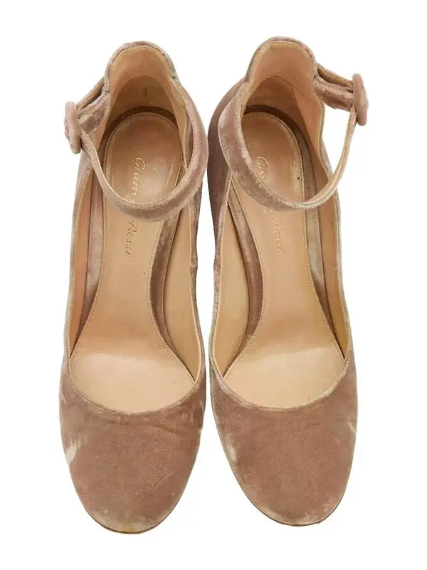 GIANVITO ROSSI Block Heel Ankle Strap Pumps - Neutrals