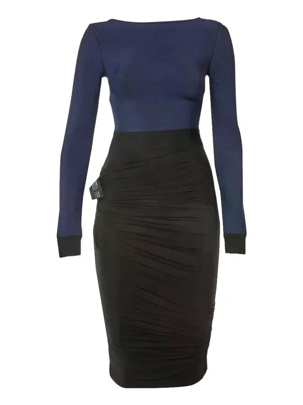 Herve Leger Ruched Knit Midi Dress - Black