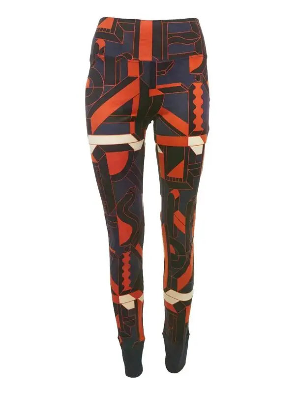 Hermès Typographic-print Silk Leggings - Blue