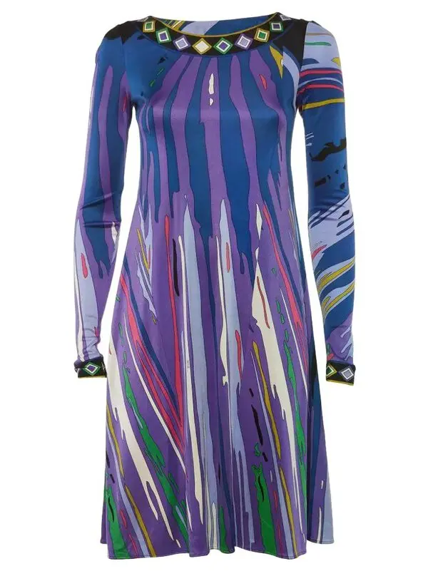 Emilio Pucci Printed Long-sleeve Mini Dress - Blue