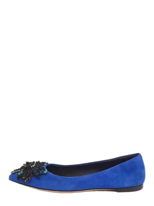 GIUSEPPE ZANOTTI Embellished Pointed-toe Flats - Blue
