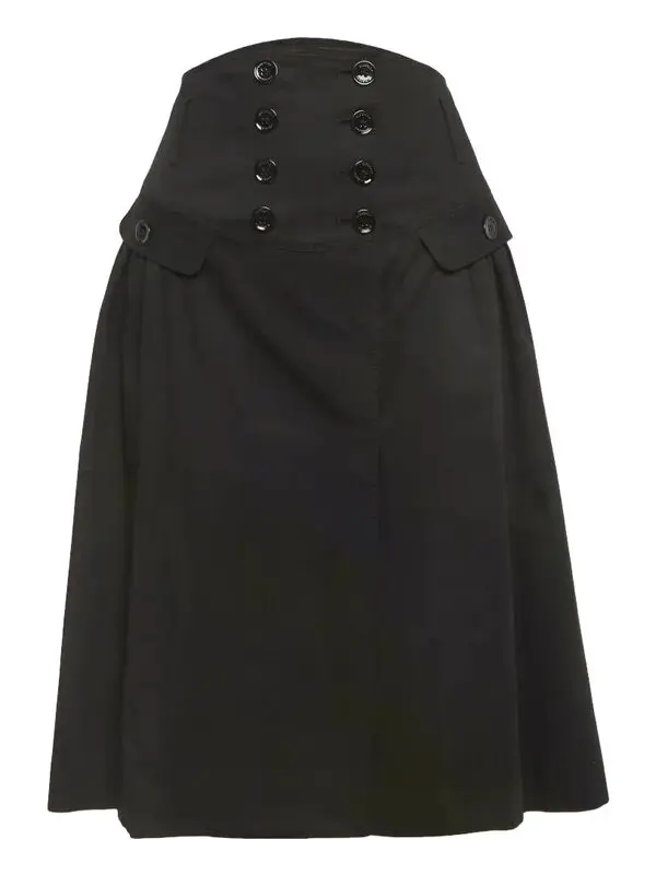 Burberry High-waisted Buttoned Cabardine Pencil Skirt - Black