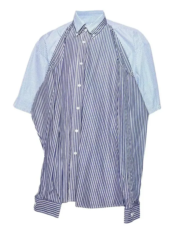 Balenciaga 2018 Double Pinstripe Oversized Shirt - Blue