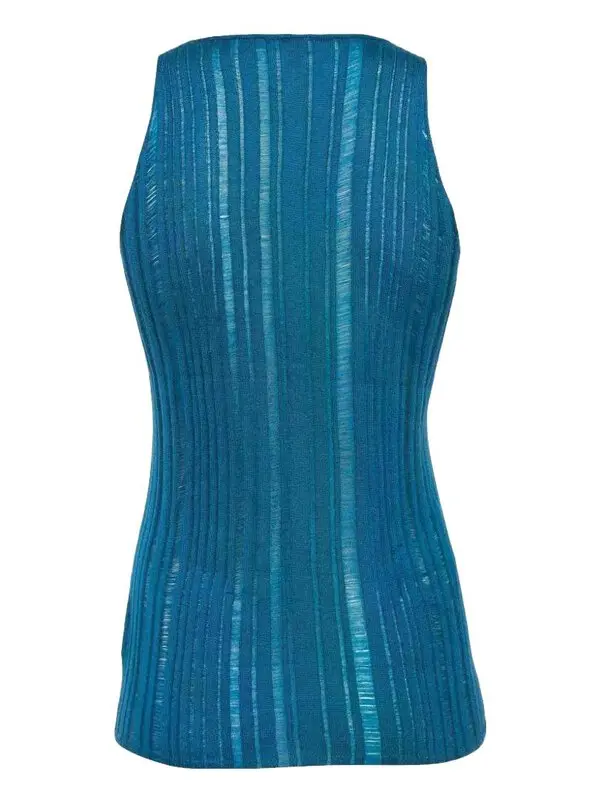 Gucci Rib-knit V-neck Tank Top - Blue