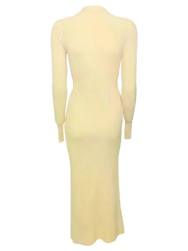 DION LEE Twist-detail Rib-knit Midi Dress - Yellow