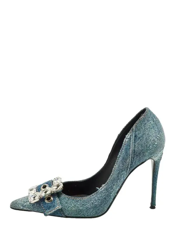 Dolce & Gabbana Bellucci Buckle-detail Denim Pumps - Blue