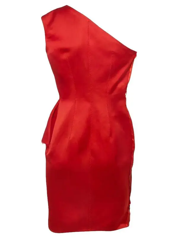 LANVIN Les 10 Ans One-shoulder Peplum Mini Dress - Red