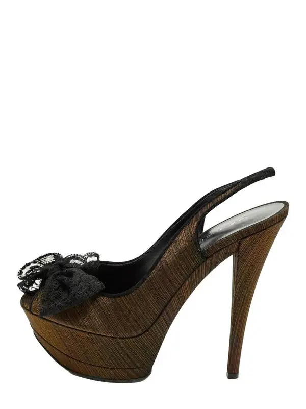 Casadei Tone Bow Platform Stiletto Sandals - Gold