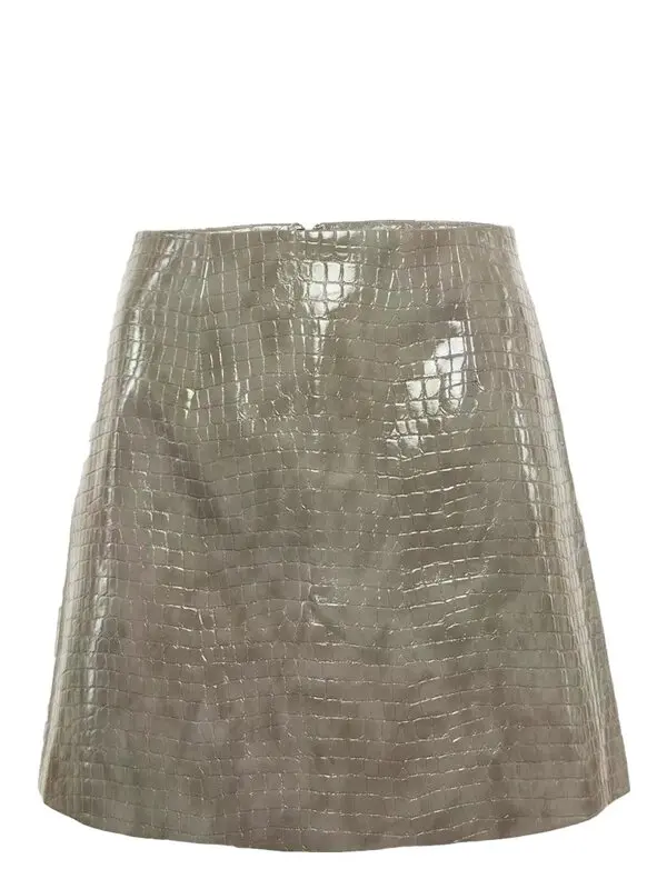 Rebecca Vallance Croc-effect Coated Cotton Mini Skirt - Grey
