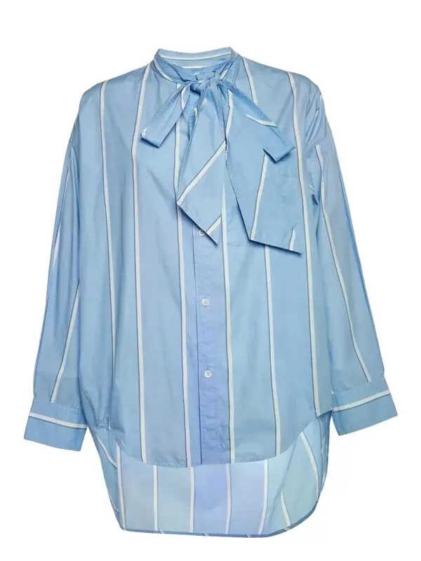 Balenciaga Striped Pussy-bow Shirt - Blue