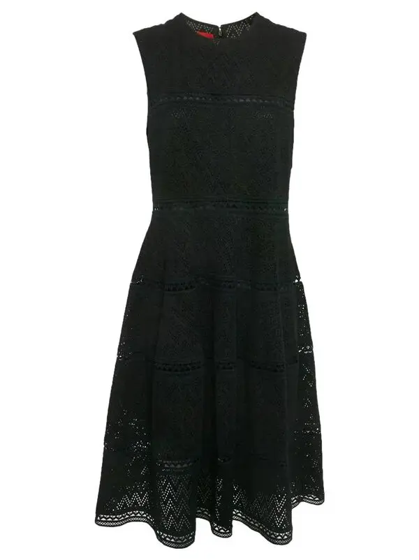 Carolina Herrera Open-knit Sleeveless Midi Dress - Black