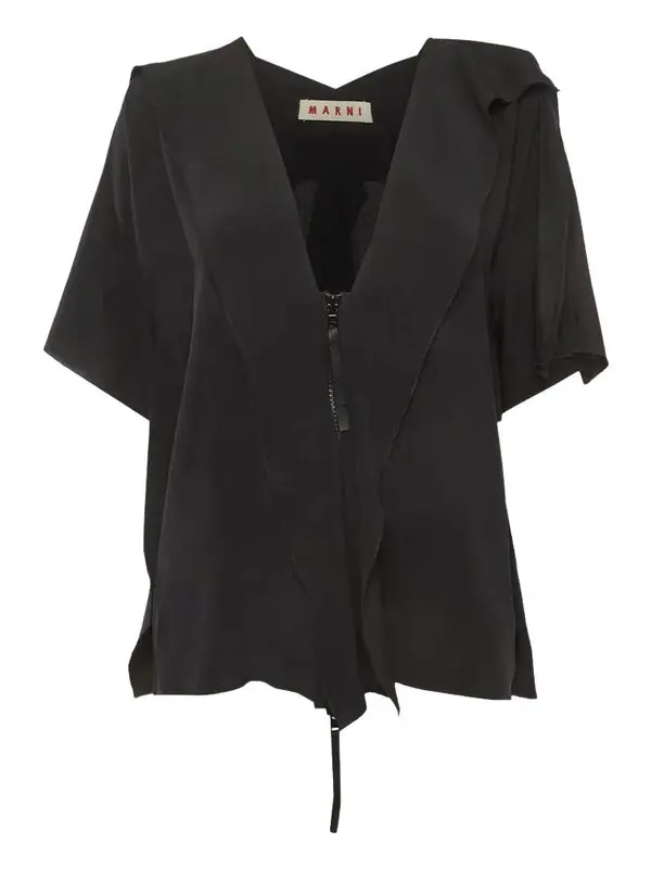 Marni Ruffled Zip-front Blouse - Black
