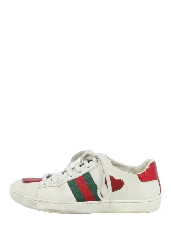 Gucci Ace Web Heart Low-top Sneakers - White