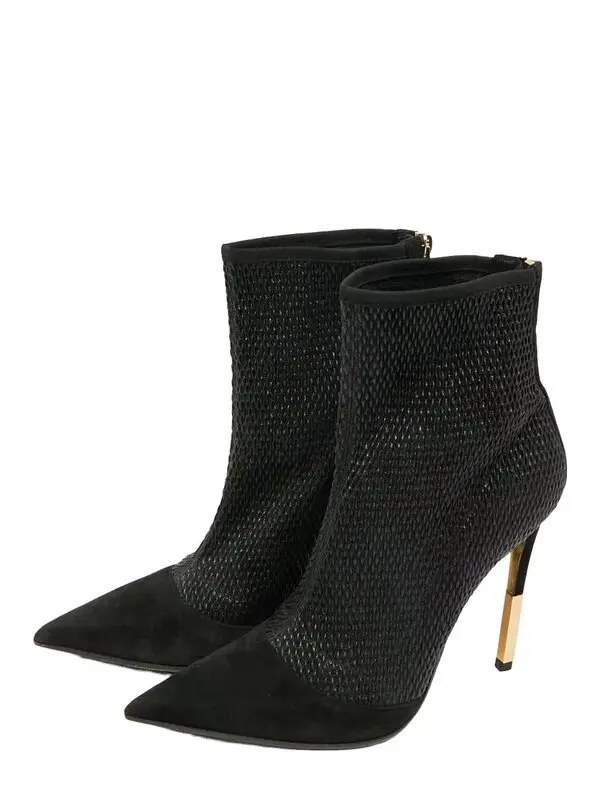 Balmain Suede Panelled Ankle Boots - Black