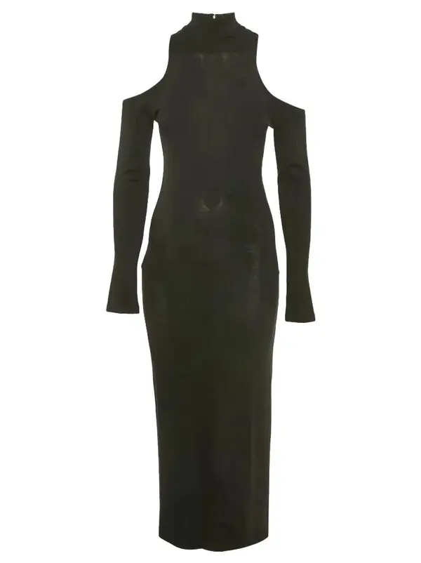 Balmain Cold-shoulder Wool Maxi Dress - Black