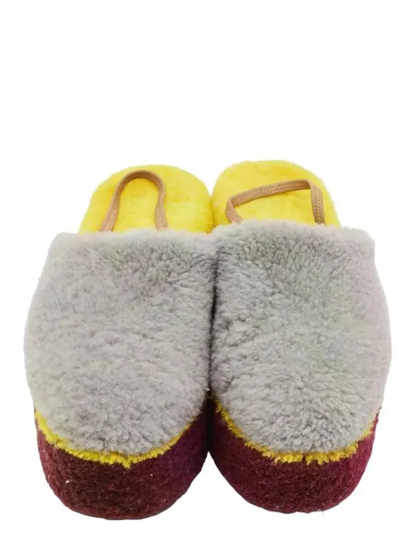 Fendi Shearling Platform Mules - Grey