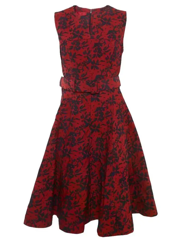 Carolina Herrera Floral-jacquard Belted Mini Dress - Red
