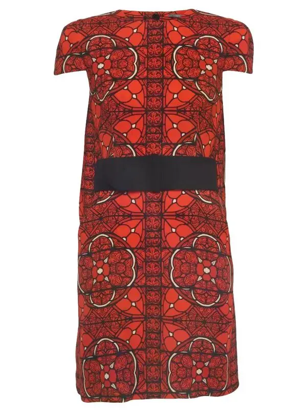Alexander McQueen Kaleidoscope Print Belted Mini Dress - Red