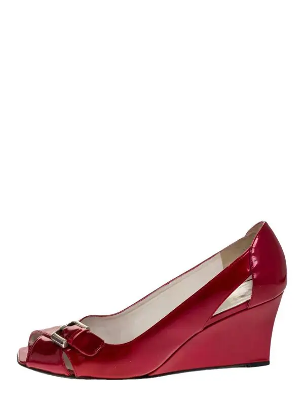 STUART WEITZMAN Open-toe Buckle Detail Wedge Pumps - Red