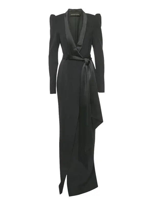 Alexandre Vauthier Wool Satin Collar Maxi Dress - Black
