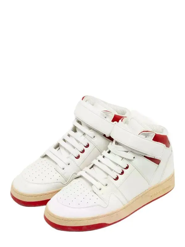 Saint Laurent High-top Sneakers With Perforated Toebox And Strap Fastening - White