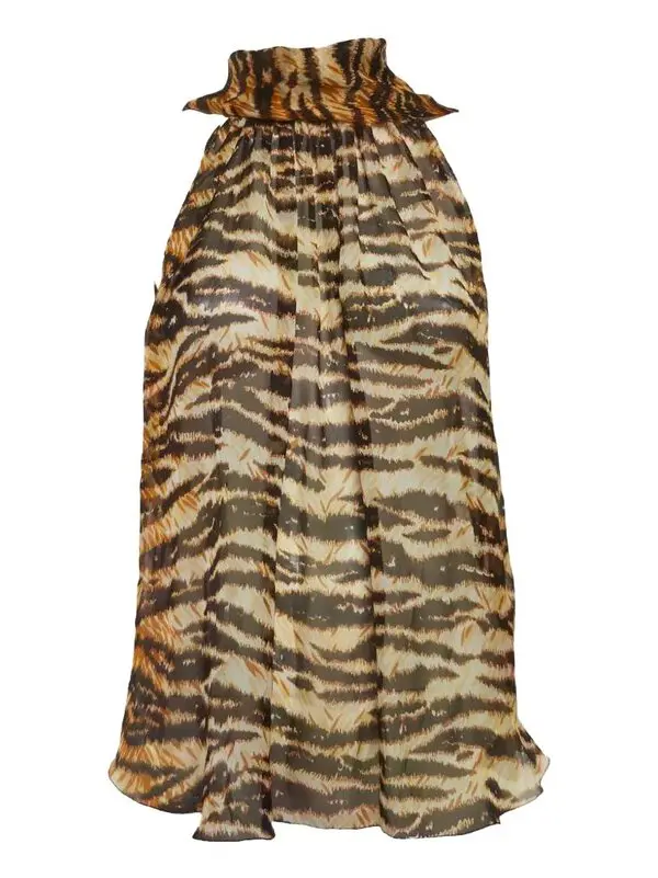 Dolce & Gabbana Tiger-print Silk Blouse - Brown