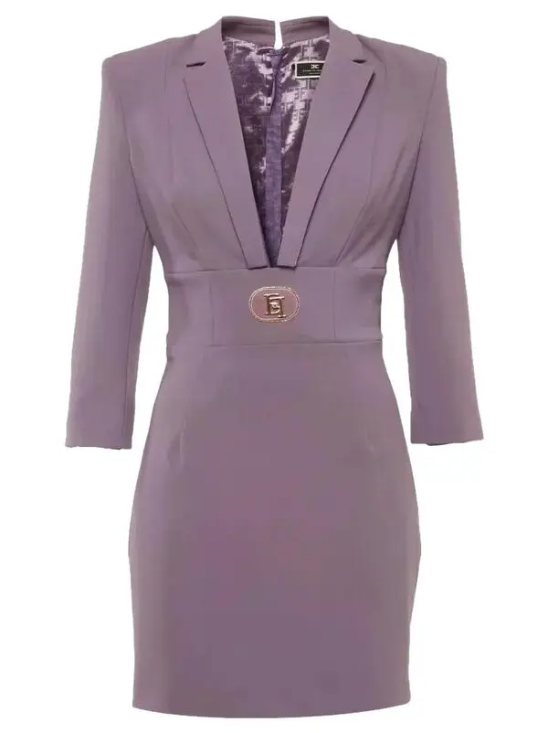 Elisabetta Franchi Crepe V-neck Mini Dress - Purple