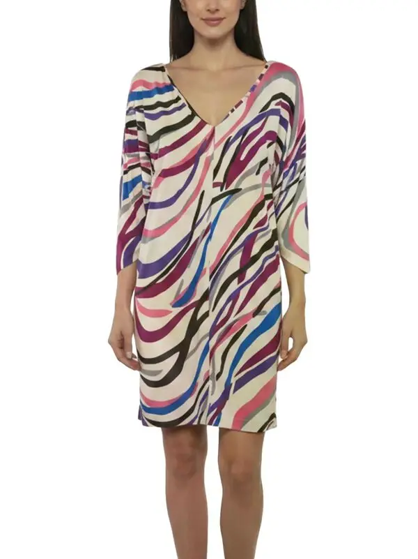 Diane Von Furstenberg Batwing Sleeve Printed Mini Dress - Neutrals