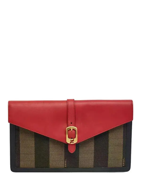 Fendi Pequin Buckle-fastening Clutch Bag - Red