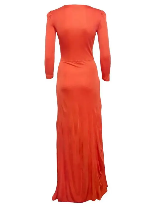 Emilio Pucci V-neck Draped Maxi Dress - Red