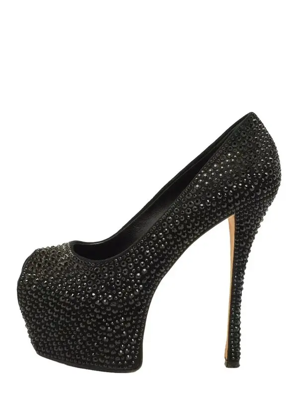 GIUSEPPE ZANOTTI Liza Crystal Embellished Peep-toe Pumps - Black