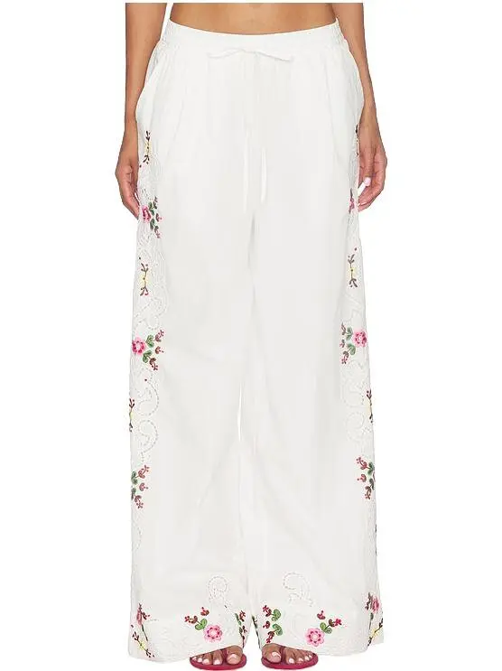 Essentiel Antwerp Janai Embroidered Wide Leg Trousers - Multi