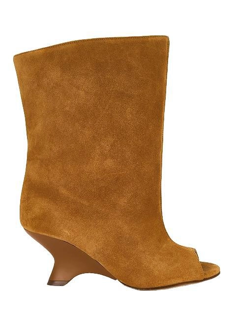GIA BORGHINI Heeled Open Toe Boot In Suede - Brown