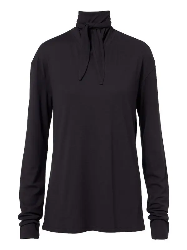 LEMAIRE Cotton Jersey Turtleneck Top - Black