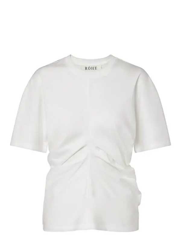RÓHE Gathered Cotton And Silk-blend T-shirt - White