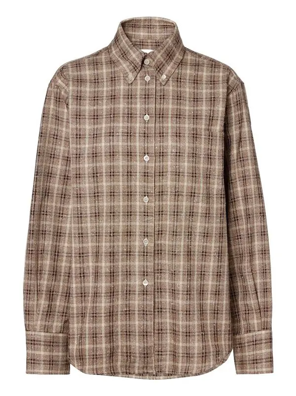 RÓHE Checked Boucle Cotton And Silk-blend Overshirt - Brown