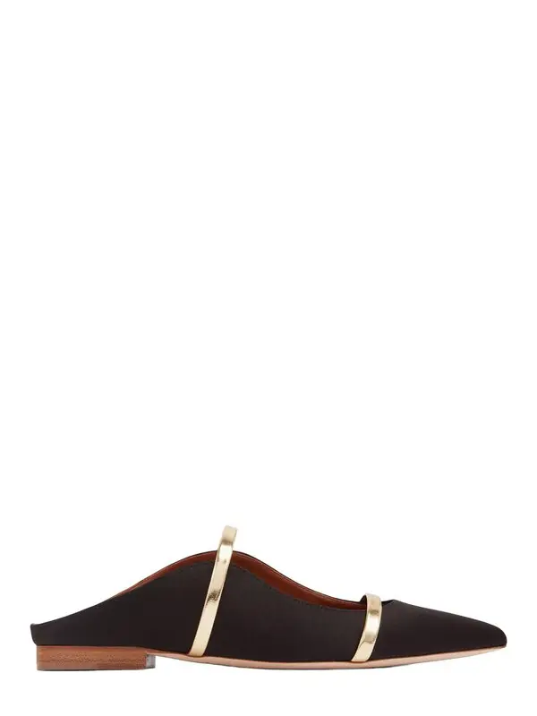 MALONE SOULIERS Satin Maureen Mules With Metallic Straps - Black