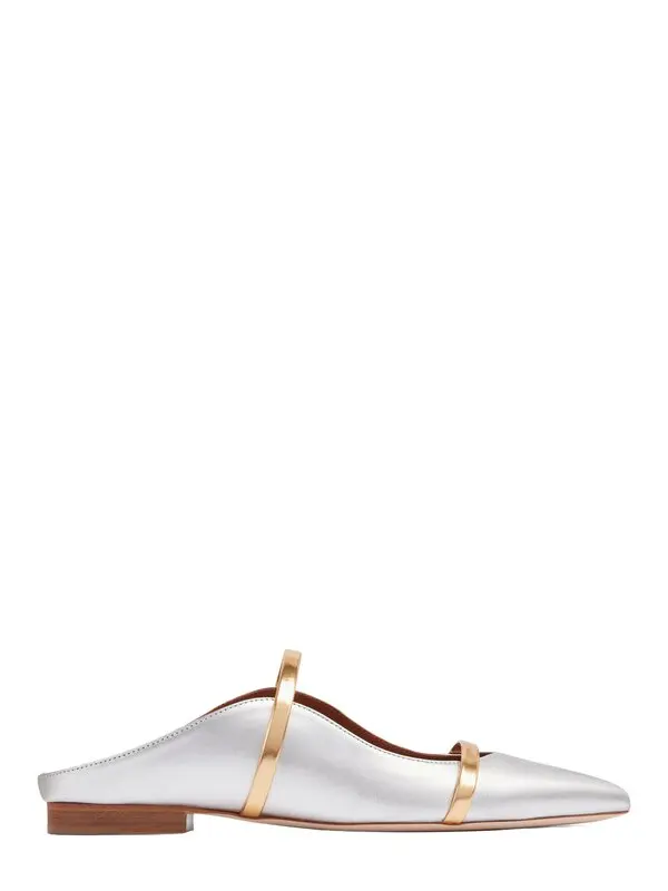 MALONE SOULIERS Metallic Leather Maureen Mules - Silver