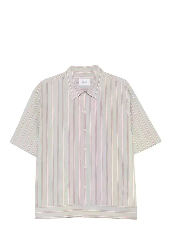 Nn07 Striped Short-sleeve Shirt - Grey