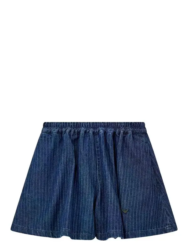Emporio Armani Pinstriped Elasticated Denim Shorts - Blue