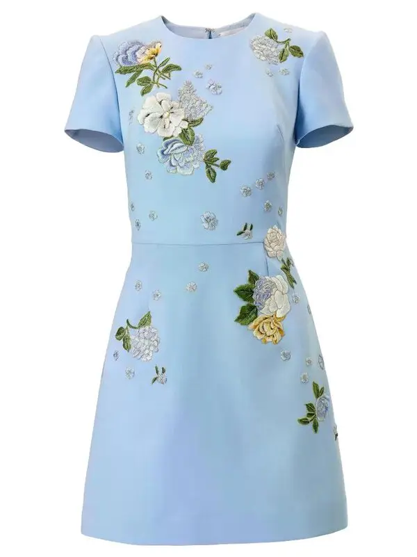 Carolina Herrera Embroidered Mini Dress - Blue