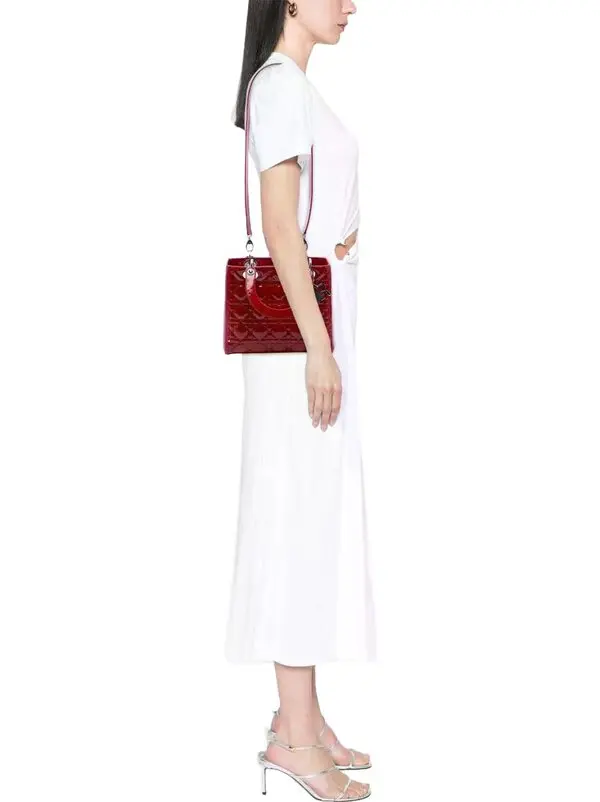 Dior 2011 Medium Patent Cannage Lady Satchel - Red